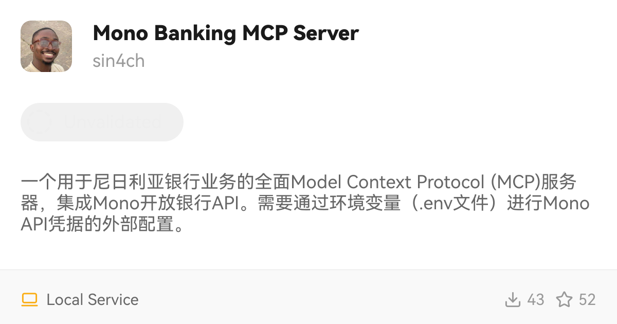 Mono Banking MCP Server | MCP Servers · LobeHub