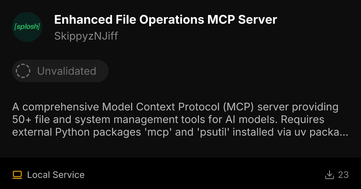 Enhanced File Operations MCP Server ... · LobeHub