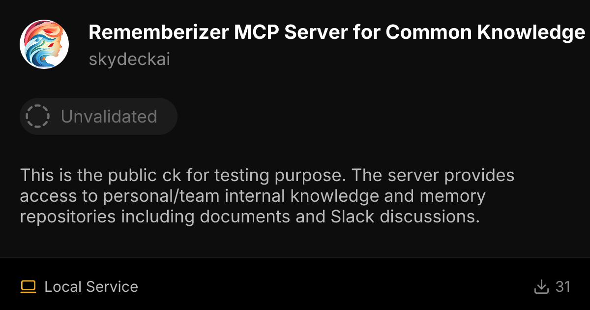 Rememberizer MCP Server for Common K... · LobeHub