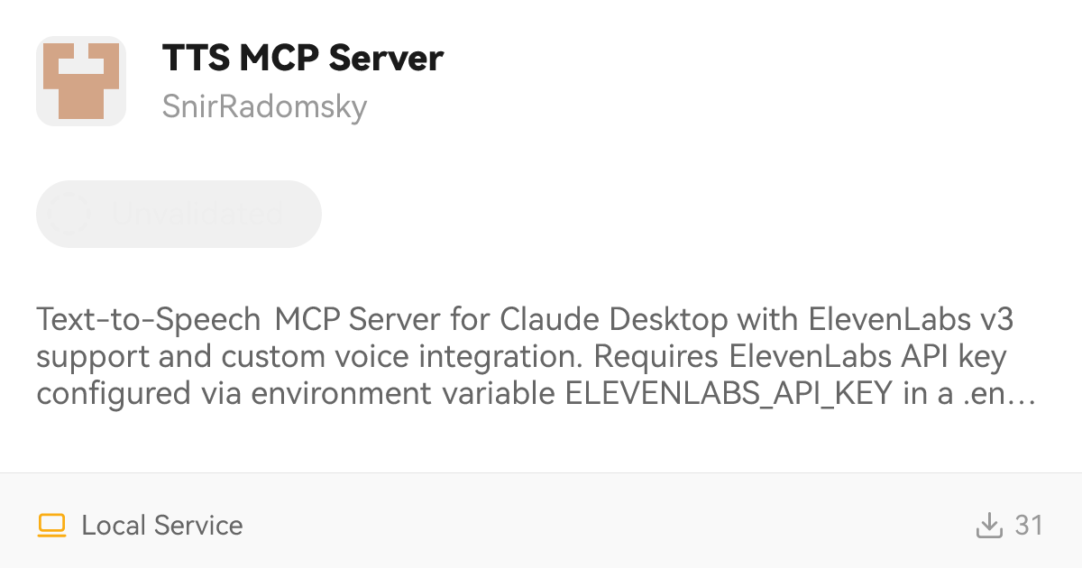 TTS MCP Server | MCP Servers · LobeHub