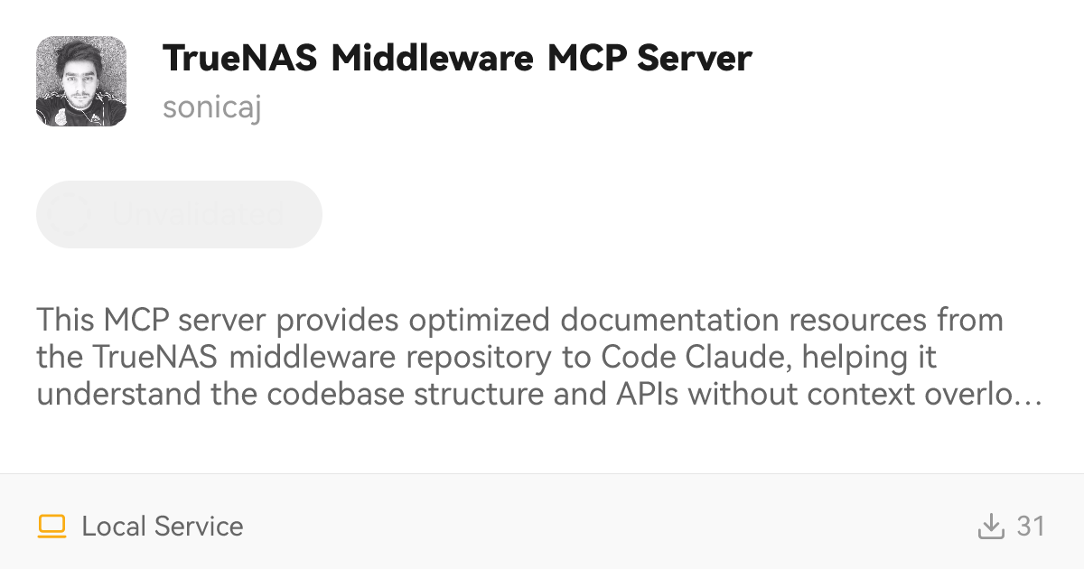 TrueNAS Middleware MCP Server | MCP ... · LobeHub