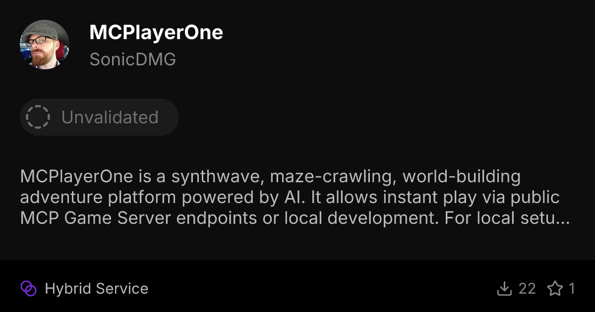 MCPlayerOne | MCP Servers · LobeHub