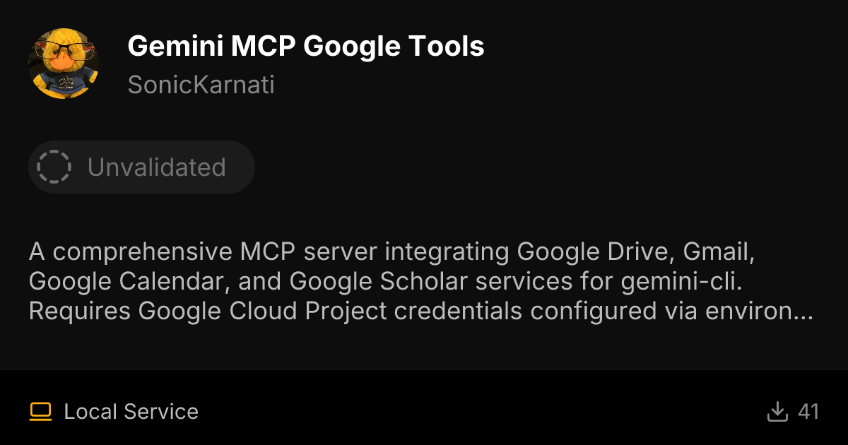 Gemini MCP Google Tools | MCP Servers · LobeHub