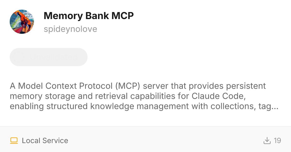 Memory Bank MCP | MCP Servers · LobeHub