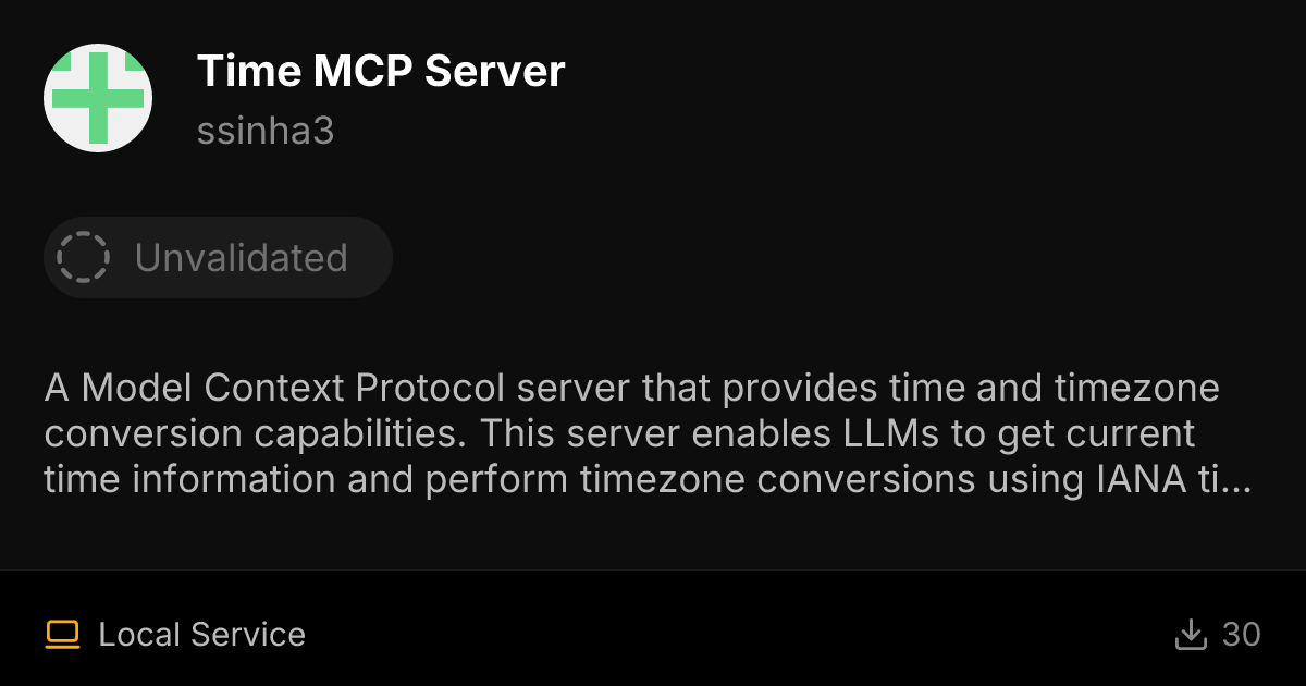 Time MCP Server | MCP Servers · LobeHub