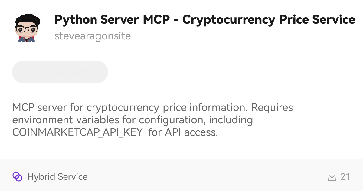 Python Server MCP - Cryptocurrency P... · LobeHub