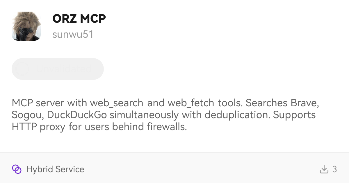 ORZ MCP | MCP Servers · LobeHub