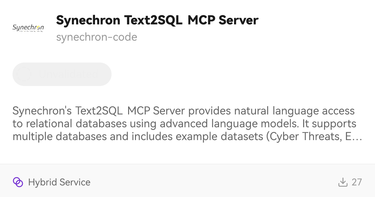 Synechron Text2SQL MCP Server | MCP ... · LobeHub