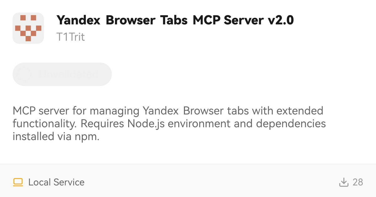 Yandex Browser Tabs MCP Server v2.0 ... · LobeHub