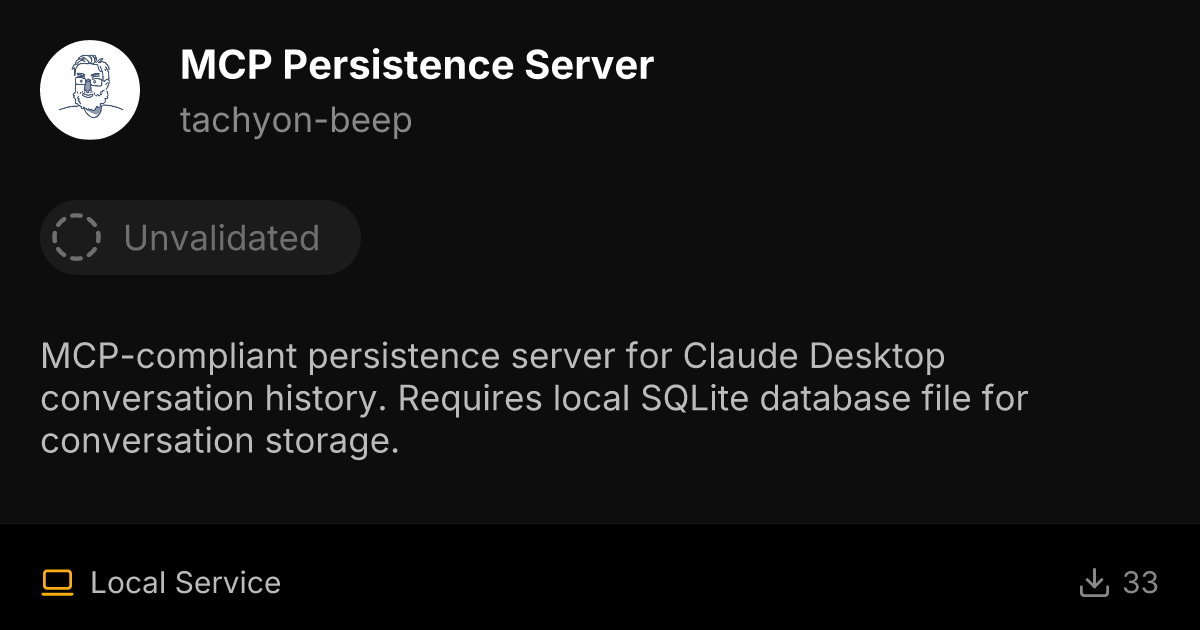MCP Persistence Server | MCP Servers · LobeHub