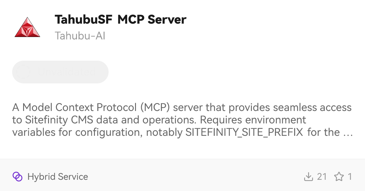TahubuSF MCP Server | MCP Servers · LobeHub