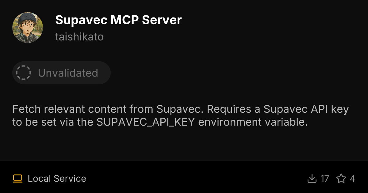 Supavec MCP Server | MCP Servers · LobeHub