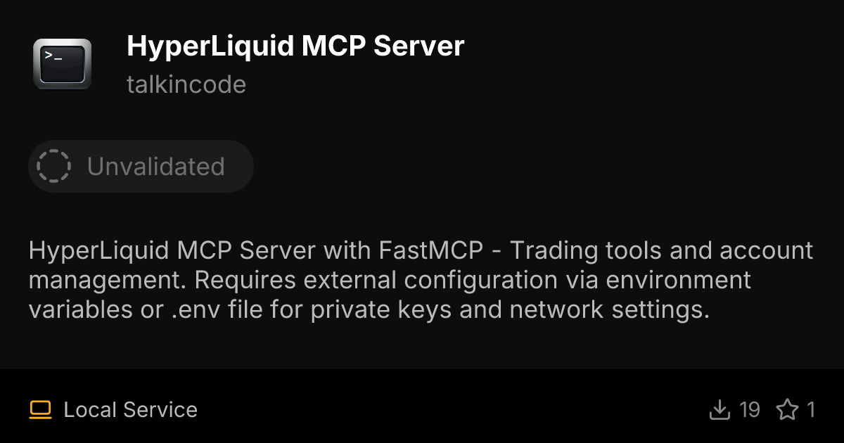HyperLiquid MCP Server | MCP Servers · LobeHub