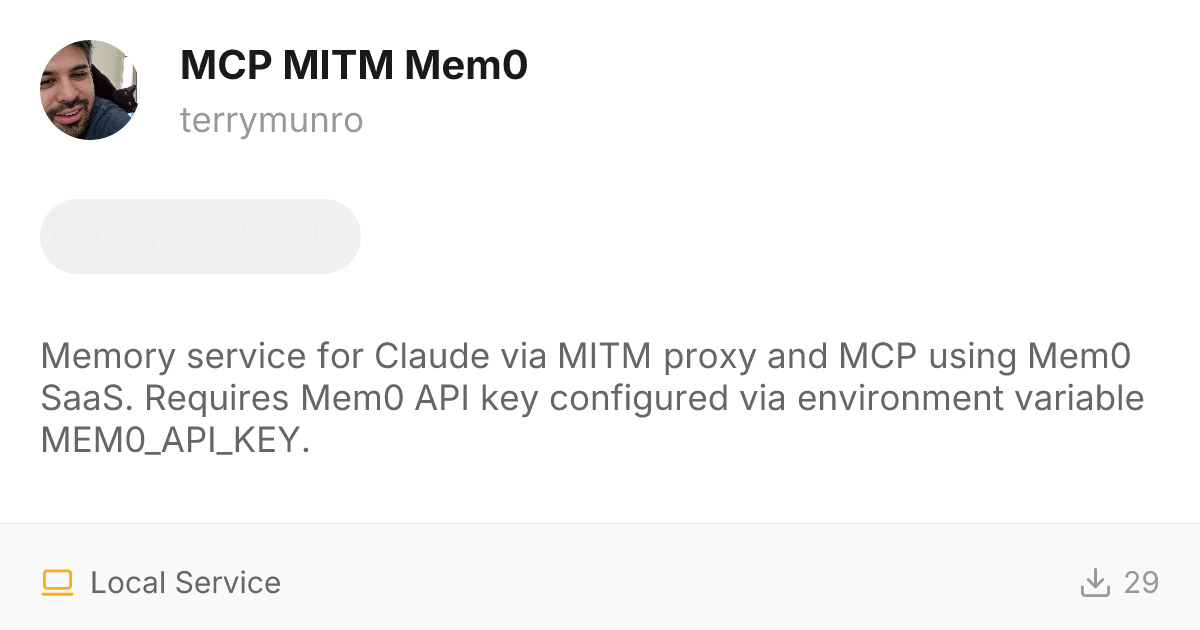 MCP MITM Mem0 | MCP Servers · LobeHub