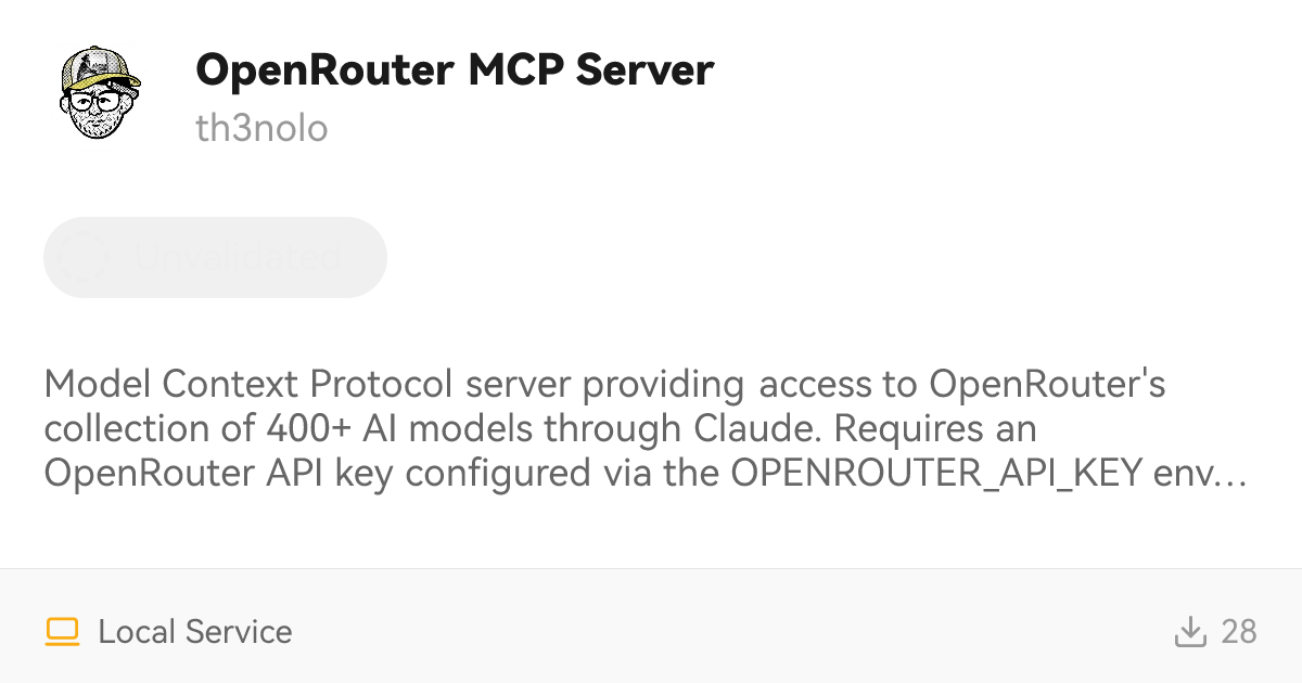 OpenRouter MCP 服务器 | MCP Servers · LobeHub