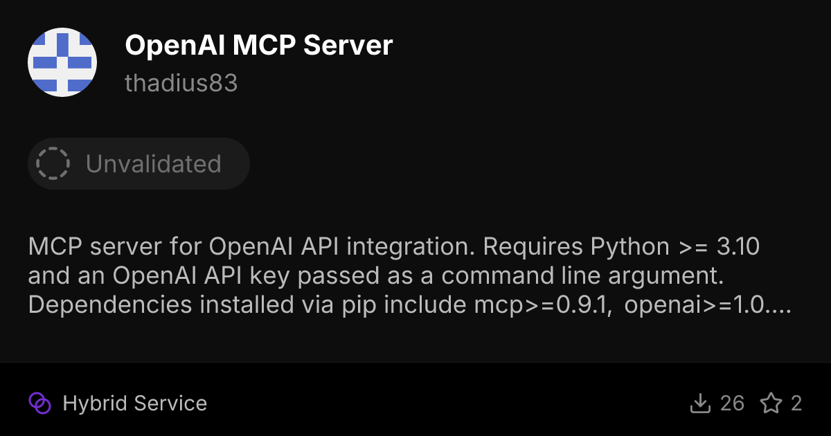 OpenAI MCP Server | MCP Servers · LobeHub