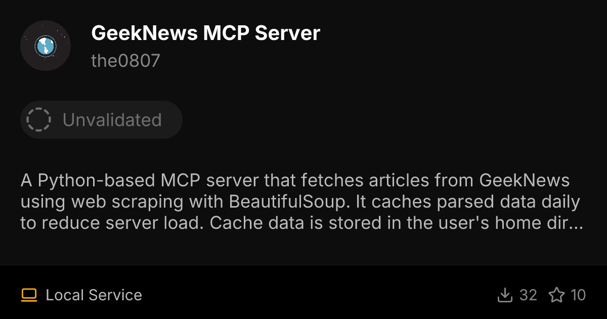 GeekNews MCP Server | MCP Servers · LobeHub