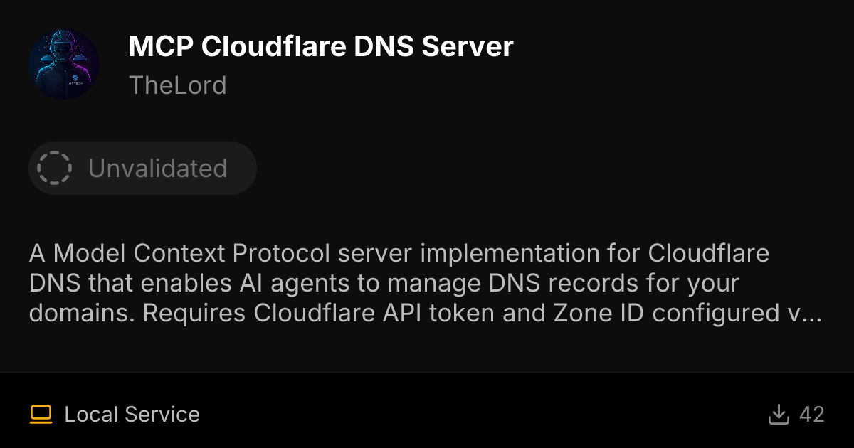 MCP Cloudflare DNS Server | MCP Servers · LobeHub