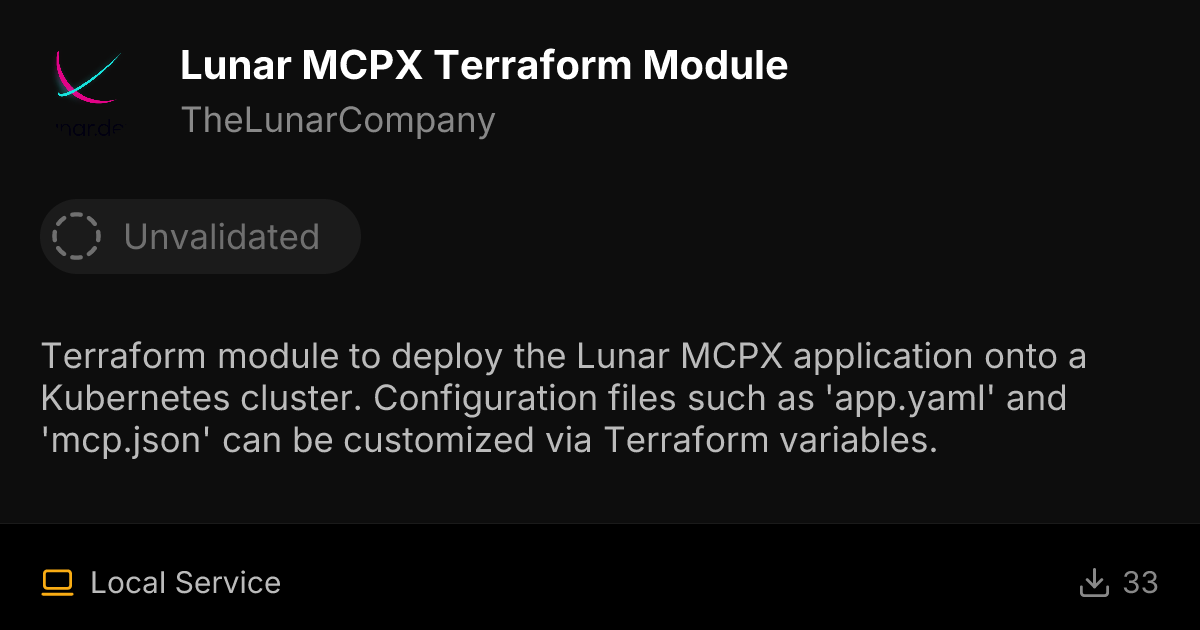 Lunar MCPX Terraform 模块 | MCP Servers · LobeHub