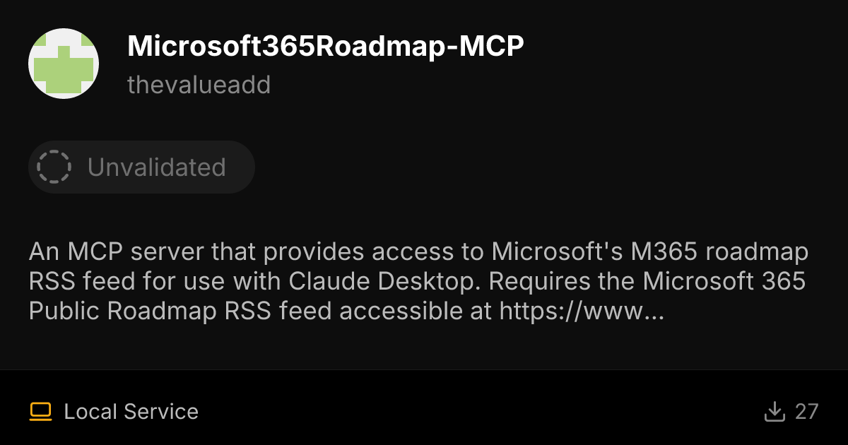 Microsoft365Roadmap-MCP | MCP Servers · LobeHub
