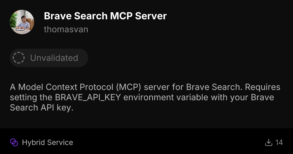 Brave Search MCP Server | MCP Servers · LobeHub