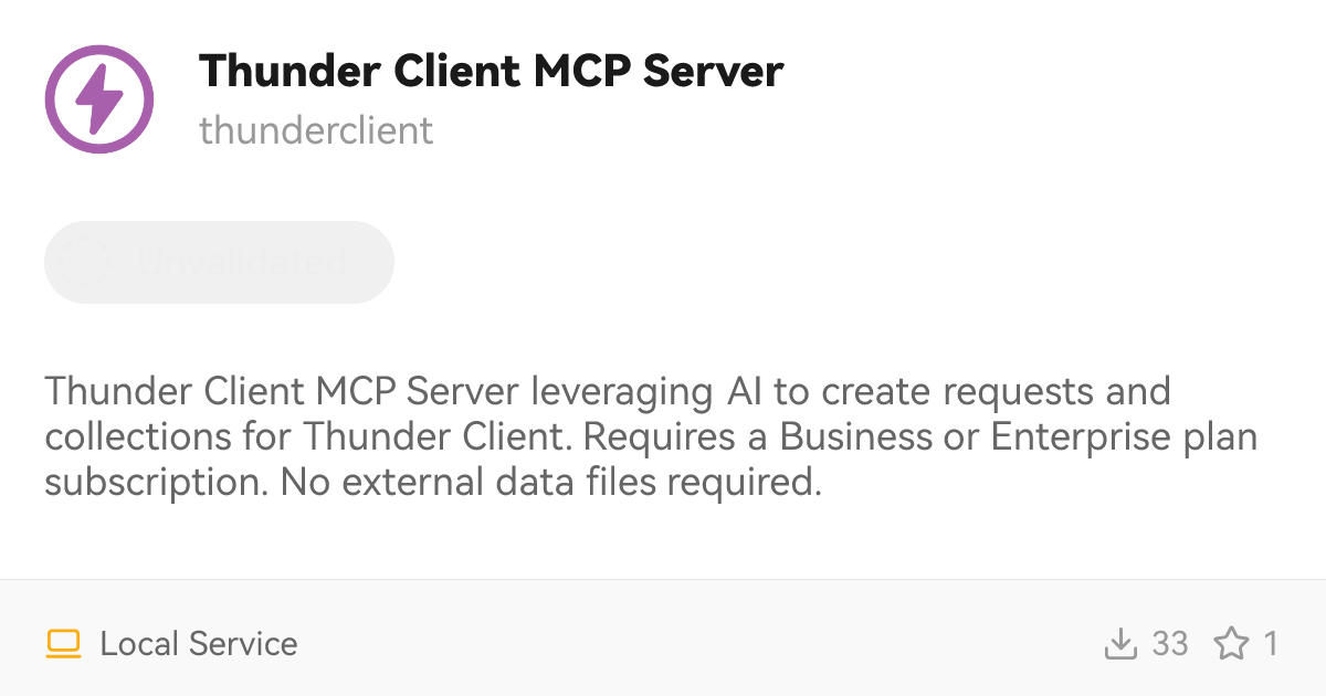 Thunder Client MCP 服务器 | MCP Servers · LobeHub