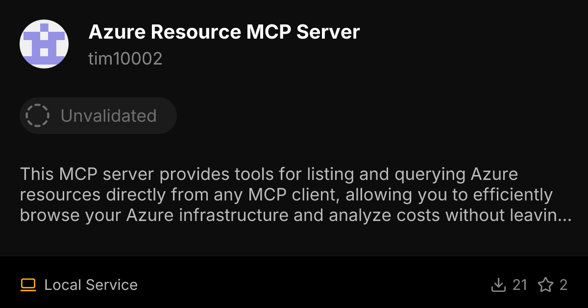Azure Resource MCP Server | MCP Servers · LobeHub