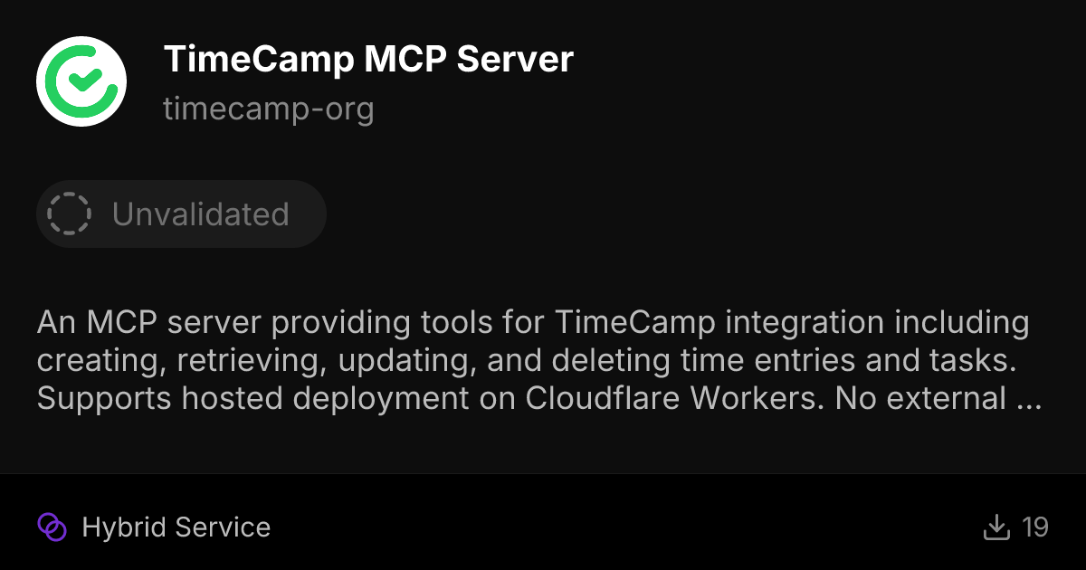 TimeCamp MCP Server | MCP Servers · LobeHub