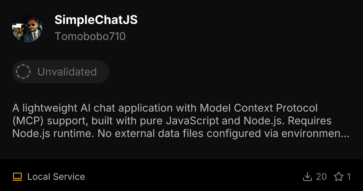 SimpleChatJS | MCP Servers · LobeHub