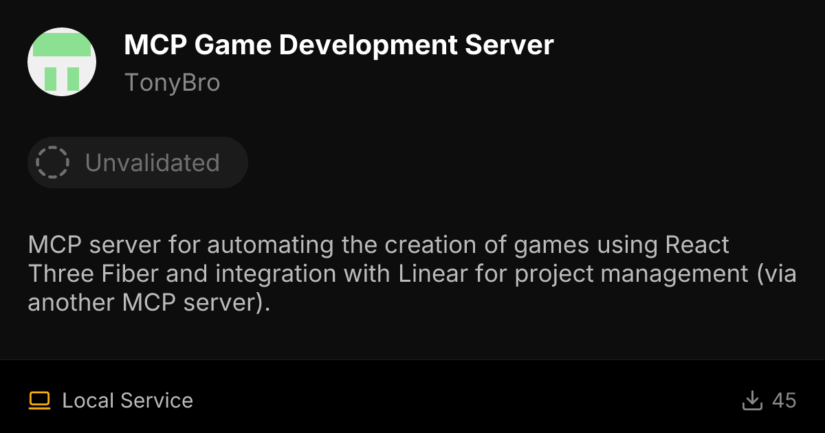 MCP Game Development Server | MCP Se... · LobeHub