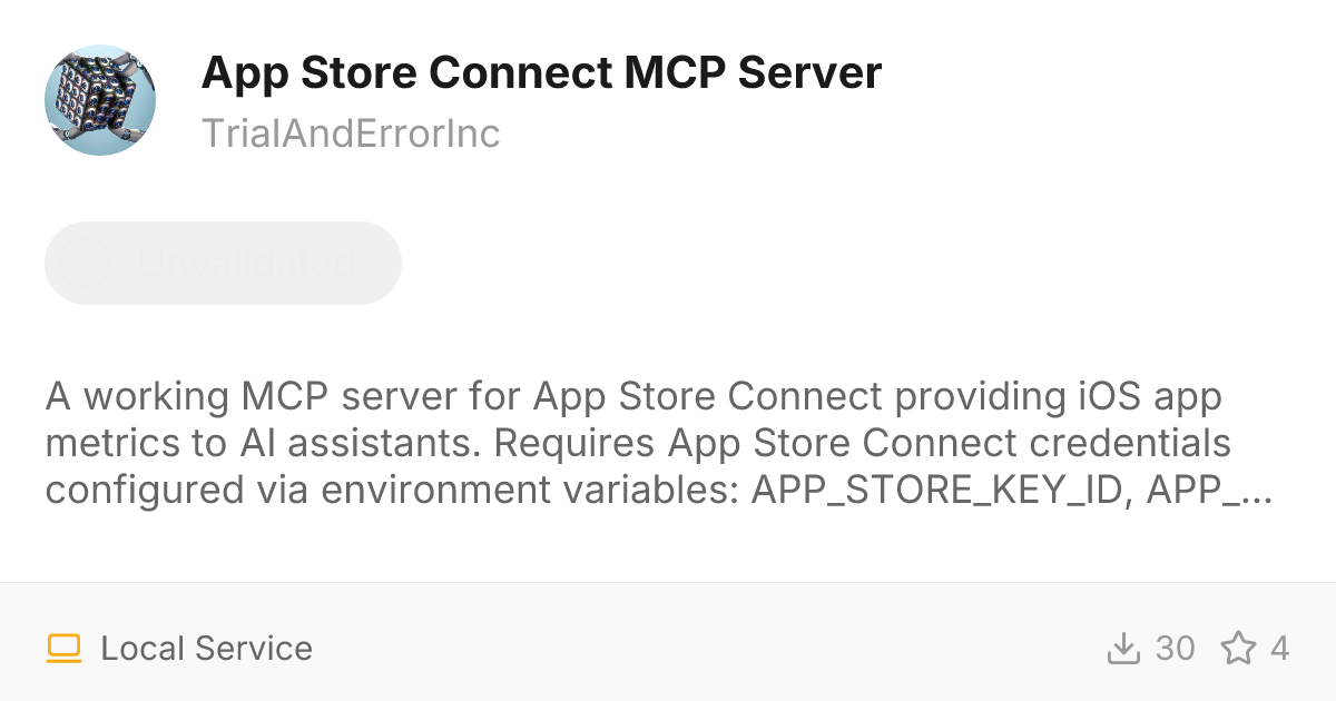 App Store Connect MCP Server | MCP S... · LobeHub