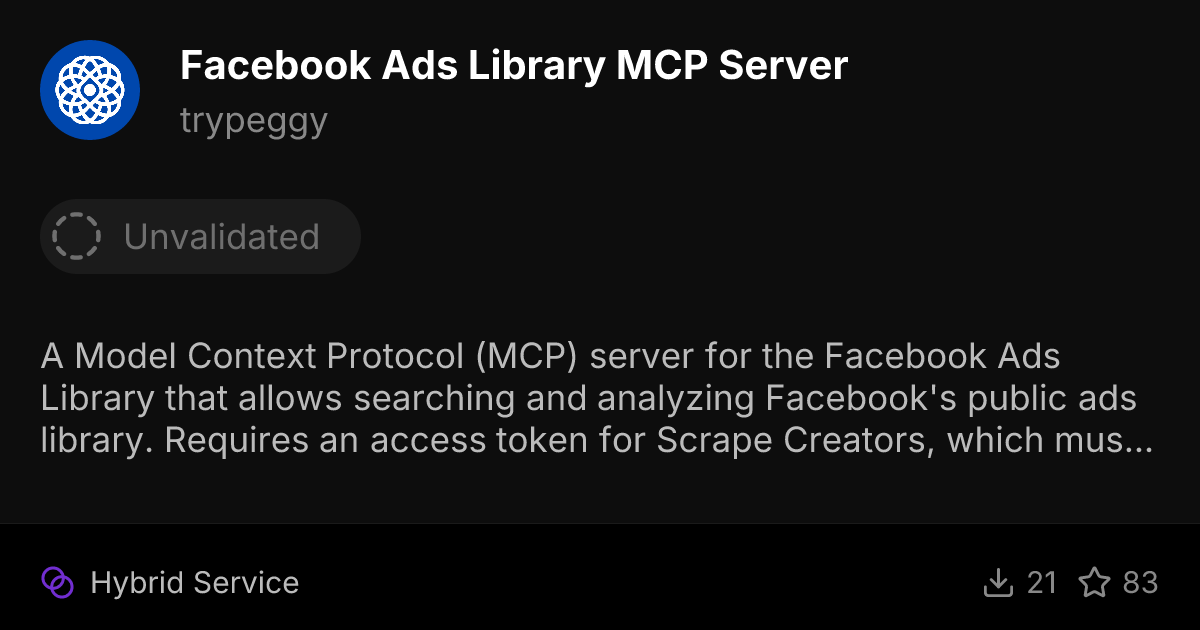 Facebook 廣告庫 MCP 伺服器 | MCP Servers · LobeHub