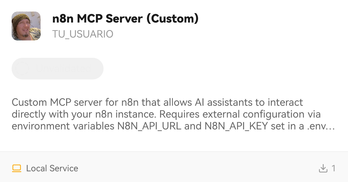 n8n MCP Server (Custom) | MCP Servers · LobeHub