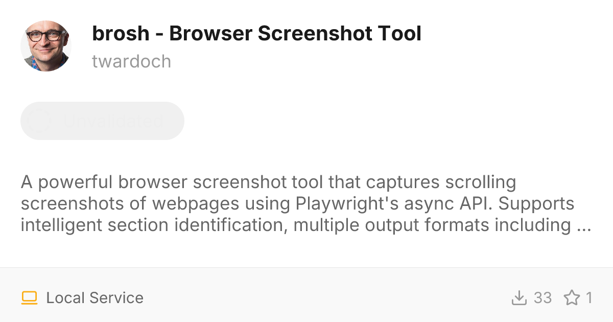 brosh - Browser Screenshot Tool | MC... · LobeHub