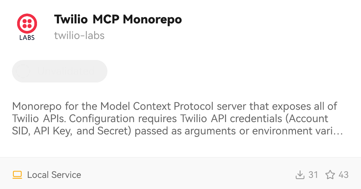 Twilio MCP Monorepo | MCP Servers · LobeHub