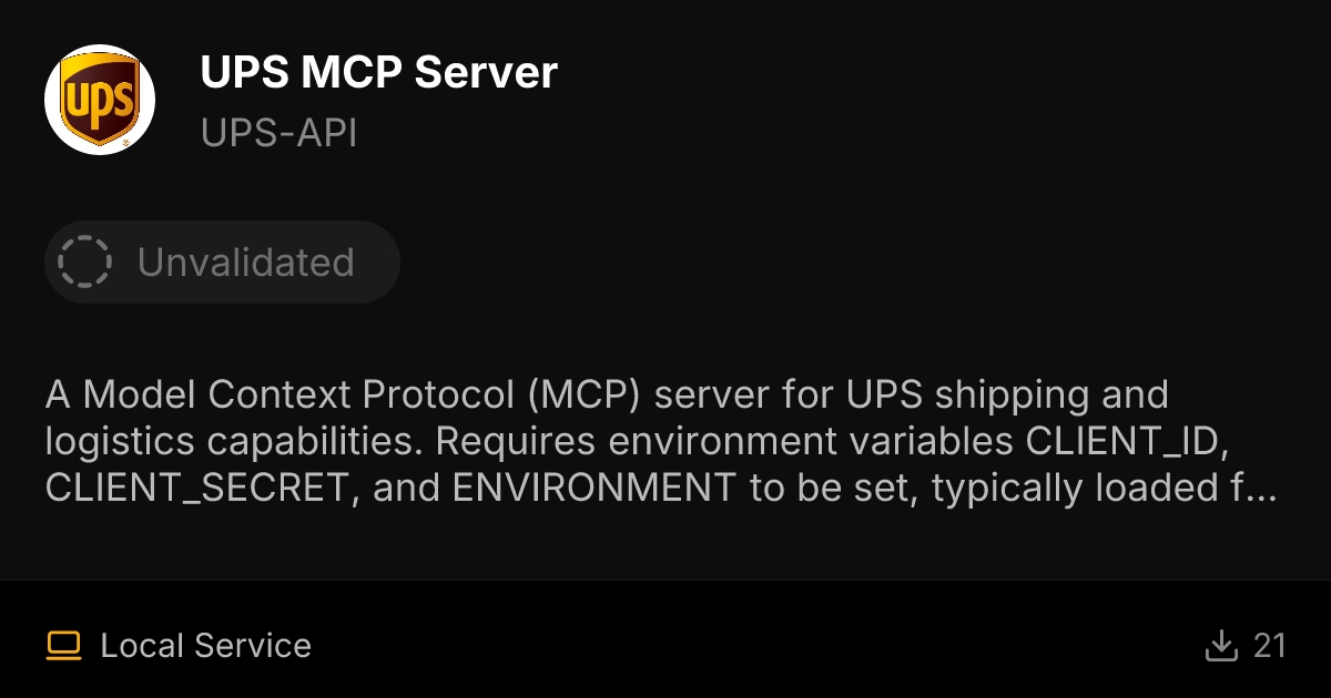 UPS MCP Server | MCP Servers · LobeHub