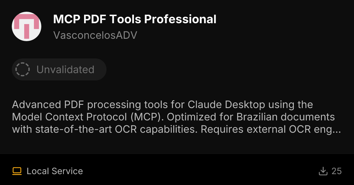 MCP PDF Tools Professional | MCP Ser... · LobeHub