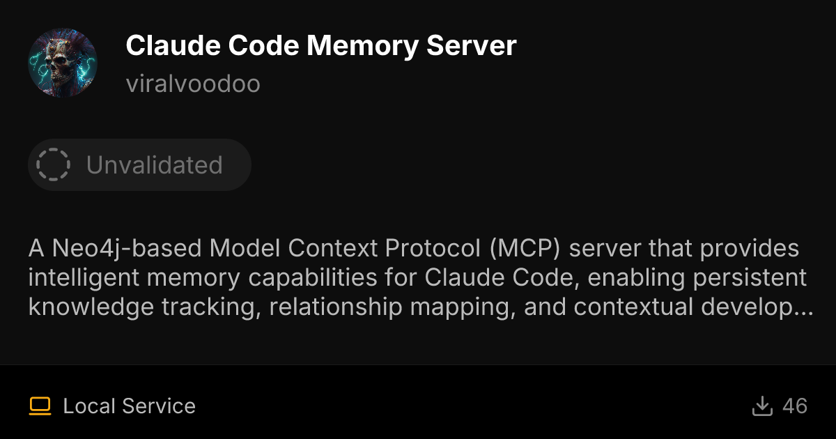Claude Code Memory Server | MCP Servers · LobeHub