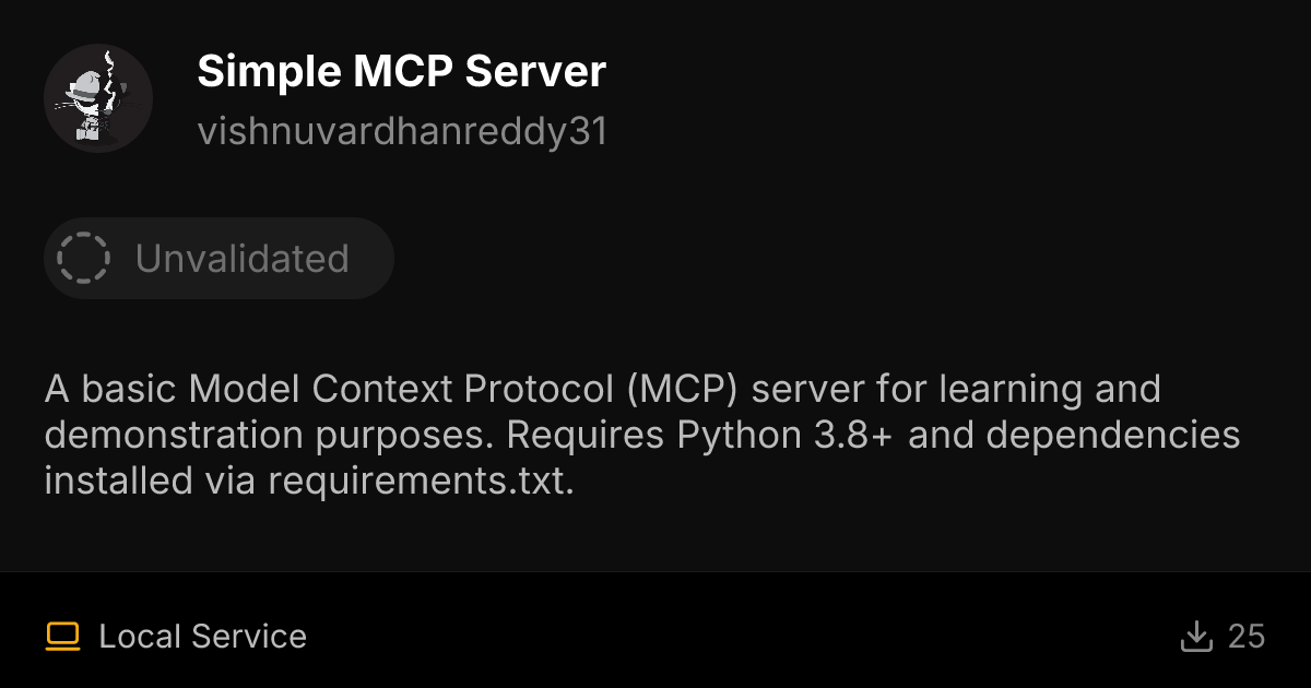 Simple MCP Server | MCP Servers · LobeHub