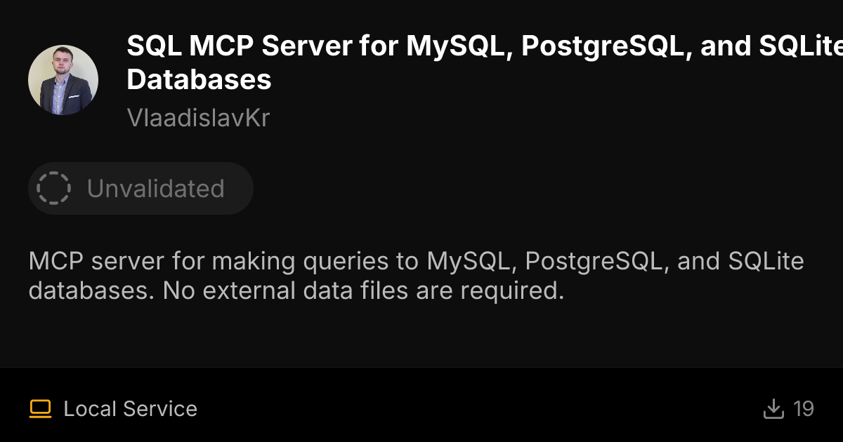 SQL MCP Server for MySQL, PostgreSQL... · LobeHub