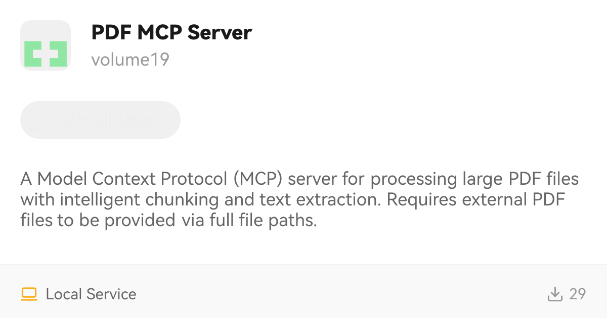 PDF MCP Server | MCP Servers · LobeHub