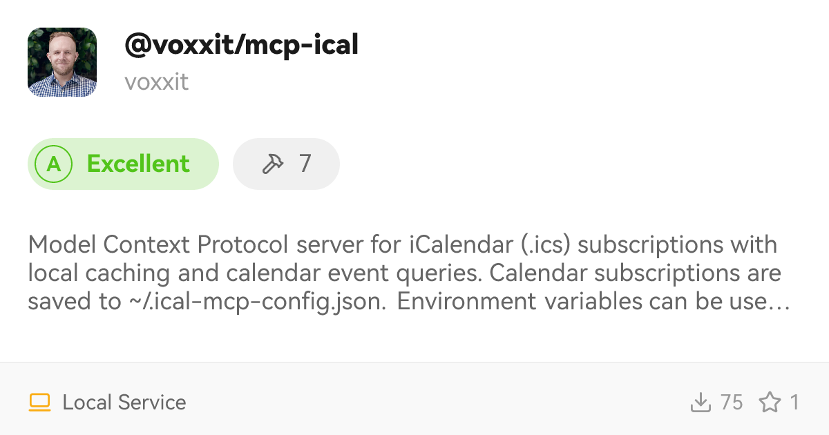 @voxxit/mcp-ical | MCP Servers · LobeHub