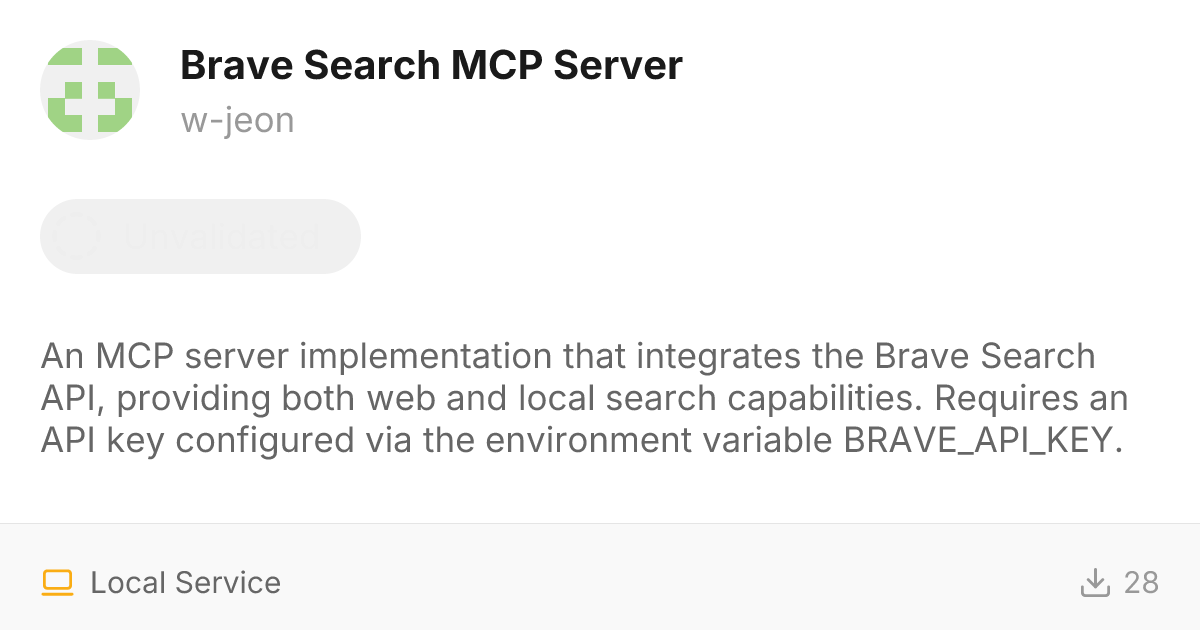 Brave Search MCP 服务器 | MCP Servers · LobeHub