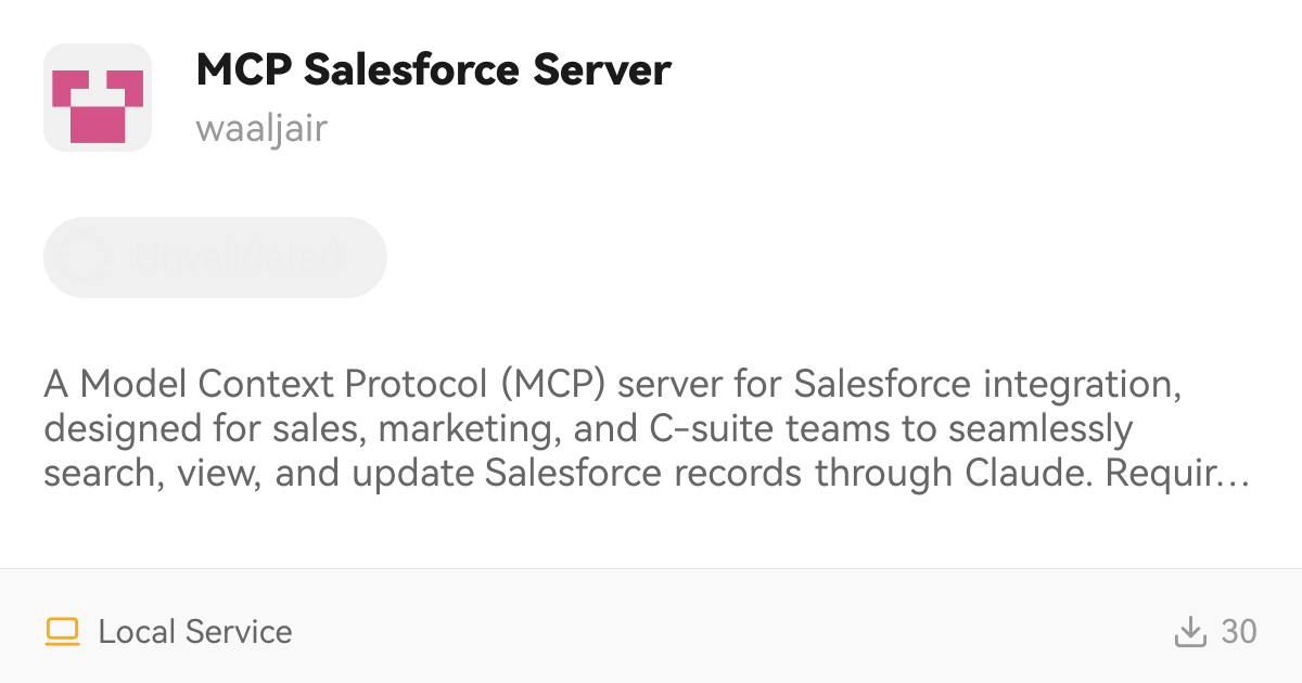 MCP Salesforce Server | MCP Servers · LobeHub