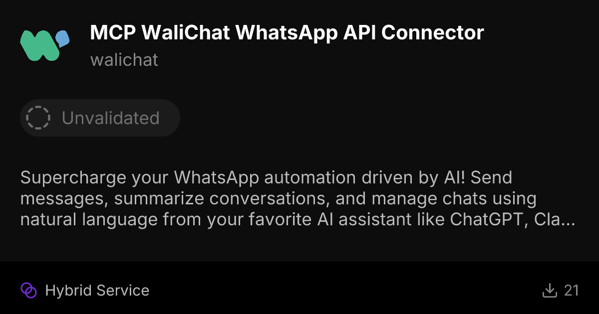 MCP WaliChat WhatsApp API Connector ... · LobeHub