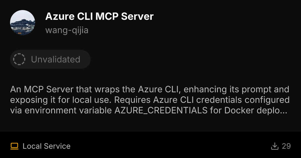 Azure CLI MCP 服务器 | MCP Servers · LobeHub