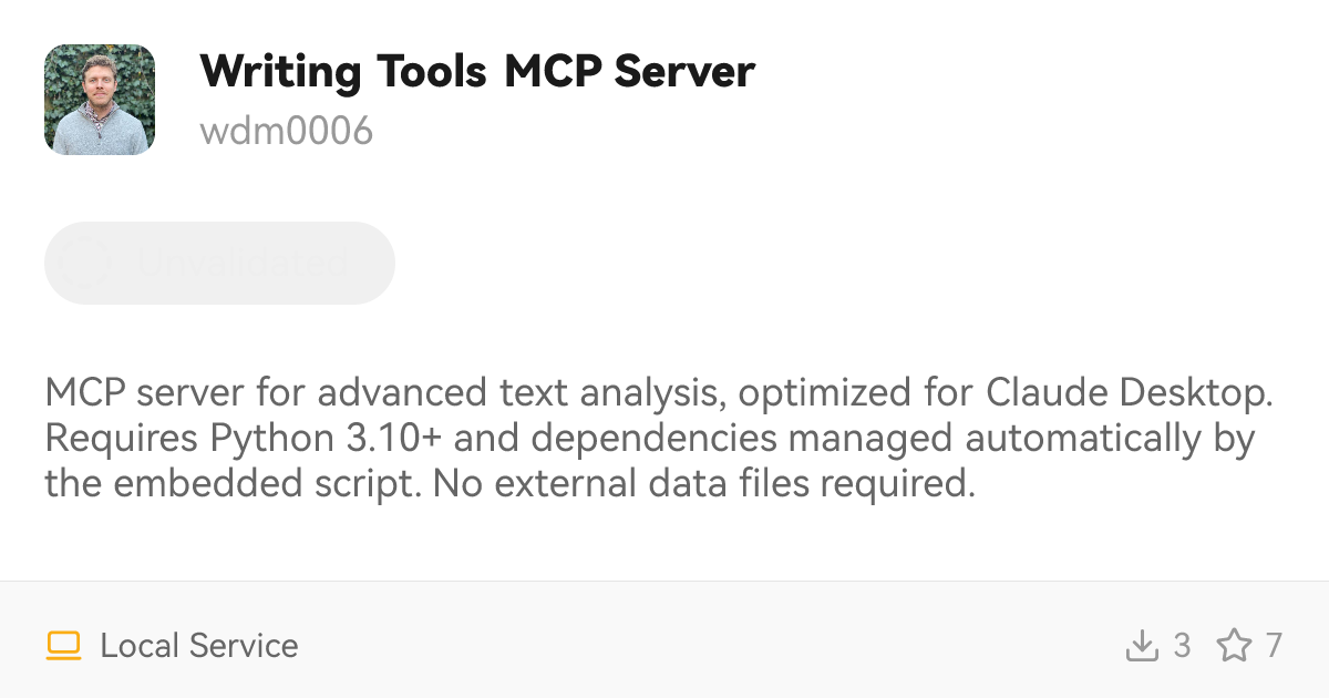 Writing Tools MCP Server | MCP Servers · LobeHub