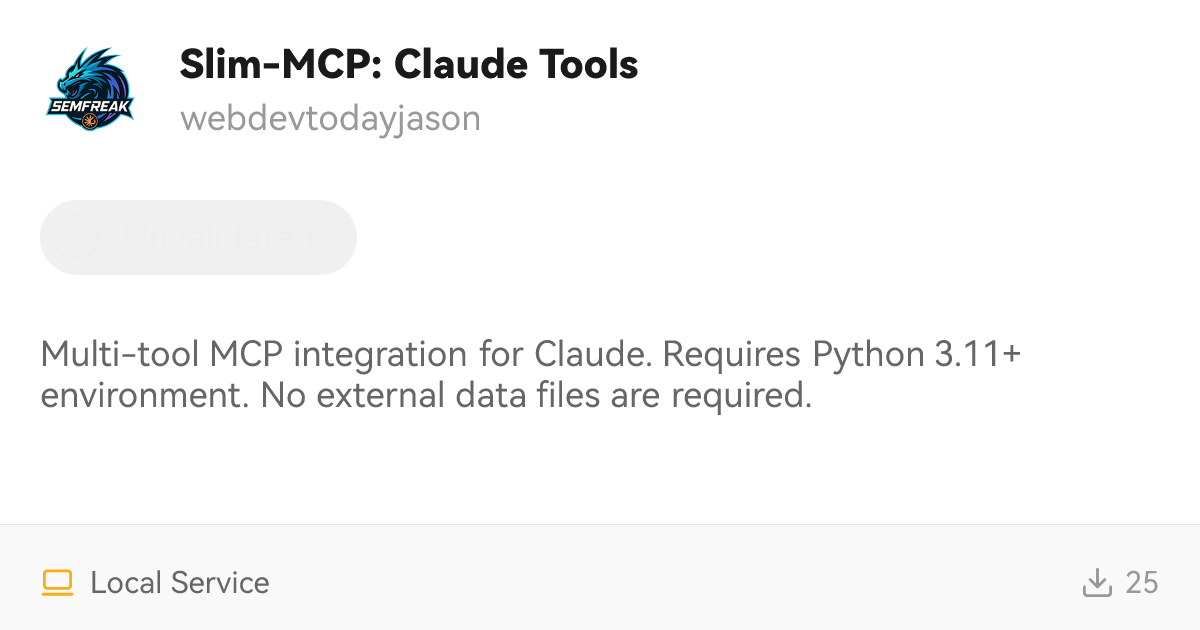 Slim-MCP: Claude工具 | MCP Servers · LobeHub