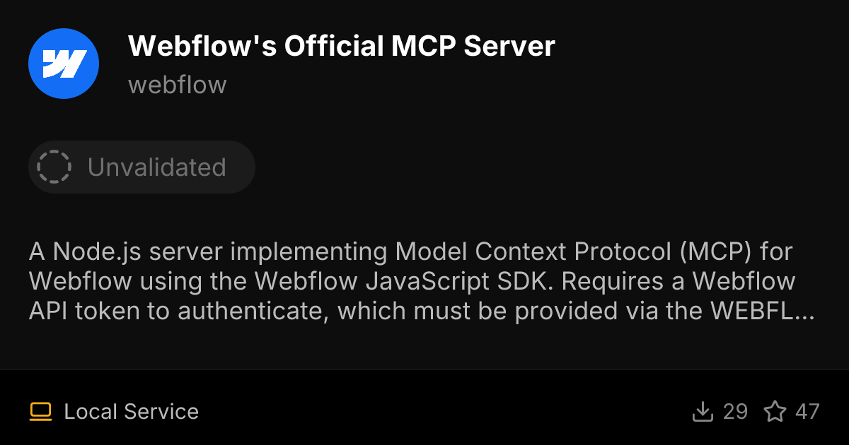Webflow's Official MCP Server | MCP ... · LobeHub