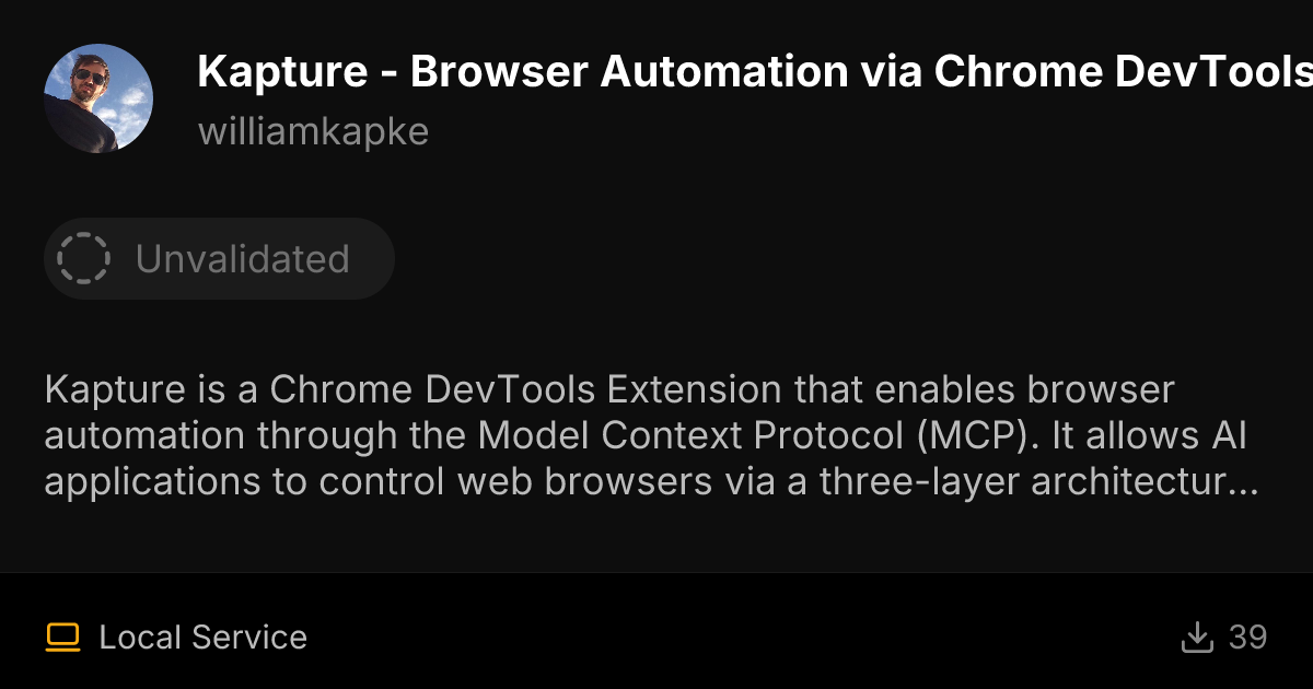 Kapture - Browser Automation via Chr... · LobeHub